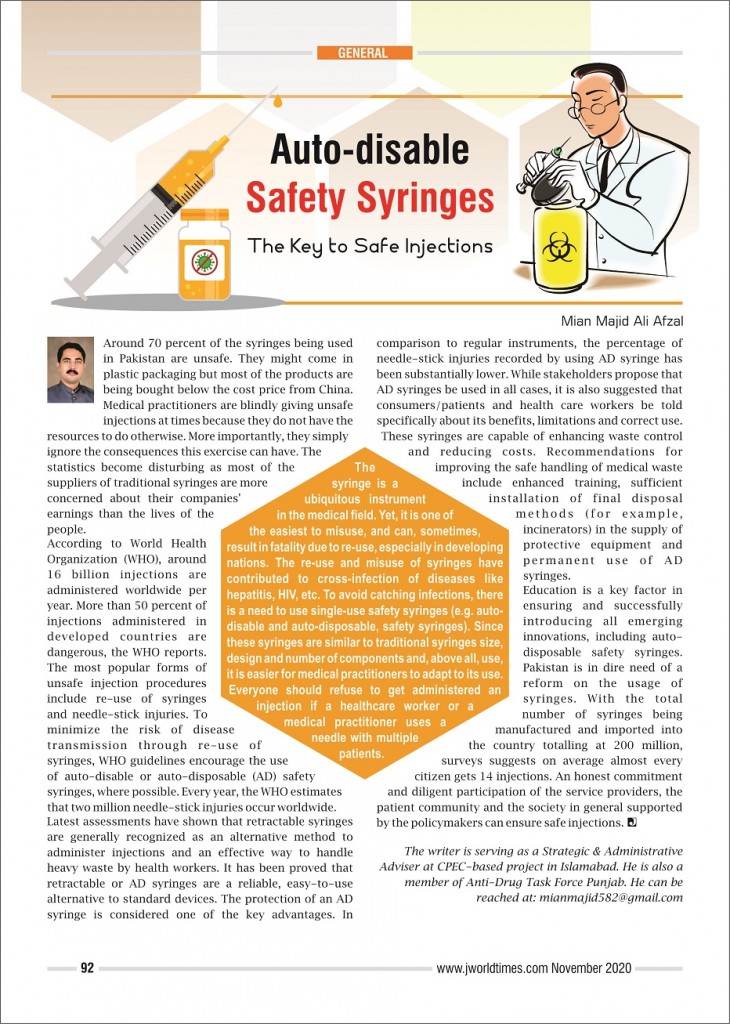 Auto-Disable Safety Syringes The key to Injection – Jahangir's World Times