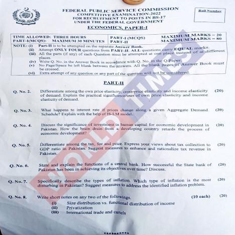 CSS Paper Economics Paper I 2022 – Jahangir's World Times