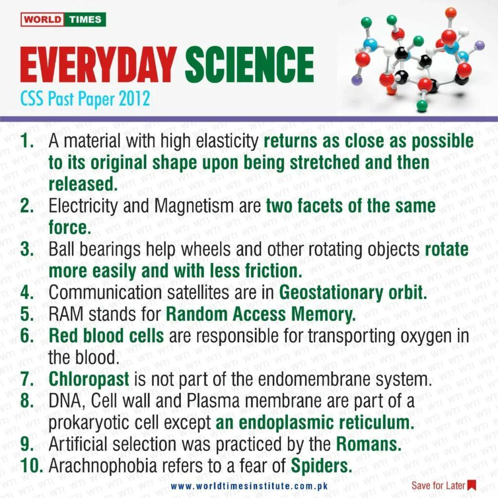 Everyday science CSS Past Paper 2012 – Jahangir's World Times
