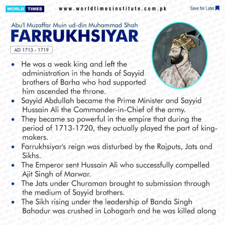 FARRUKHSIYAR (AD 1713-1719) – Jahangir's World Times