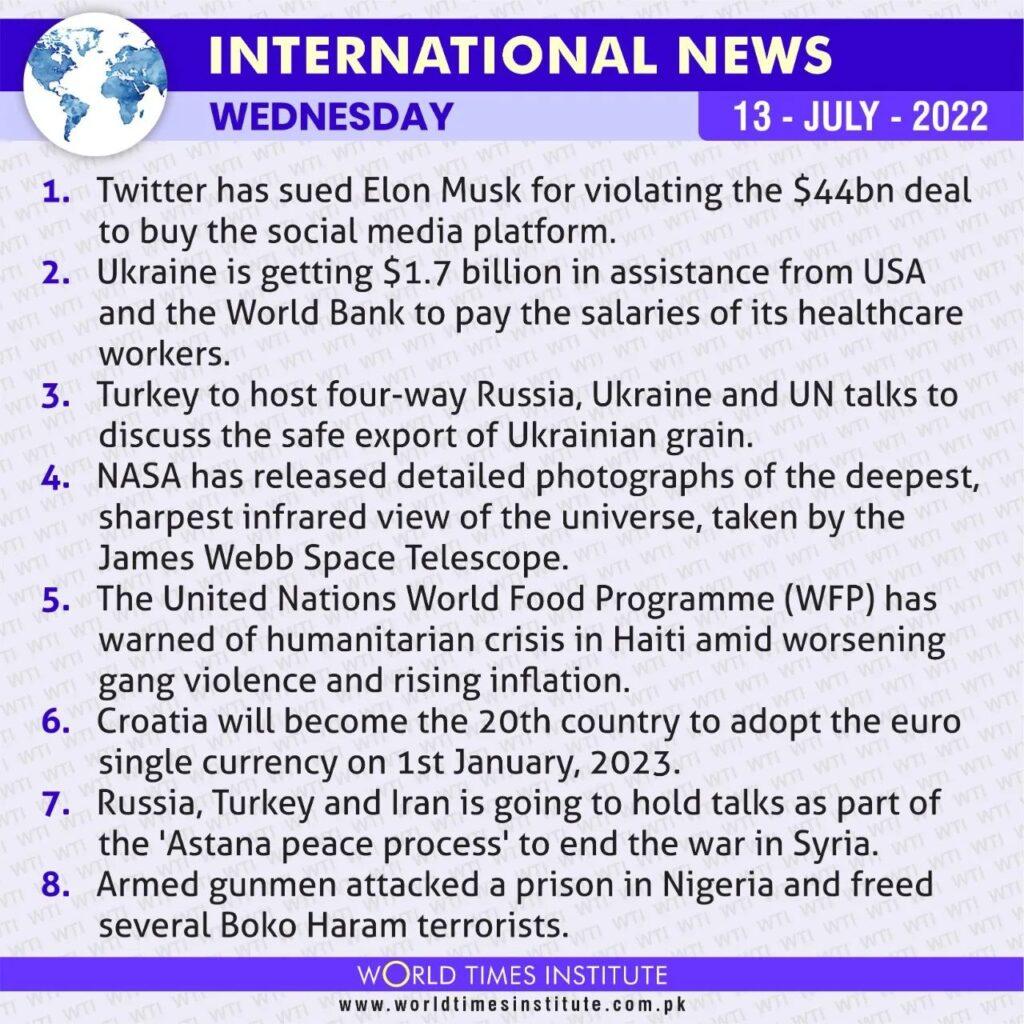 International News 13-07-2022 – Jahangir's World Times