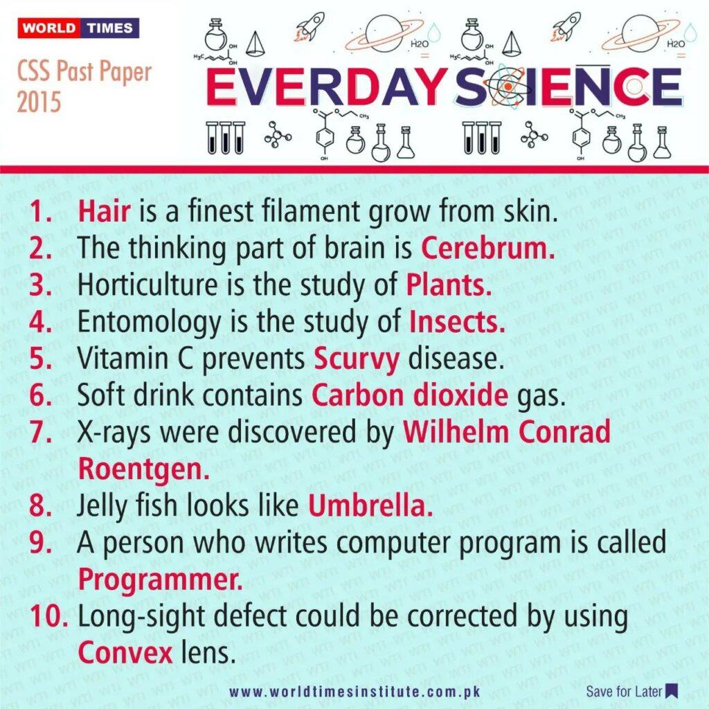 Everyday Science Css Past Paper 2015 Jahangir S World Times