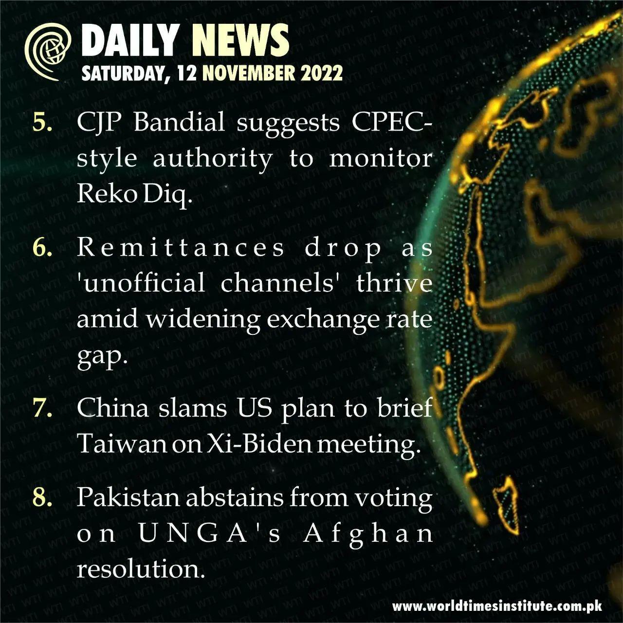 Daily News. 12-11-2022 – Jahangir's World Times