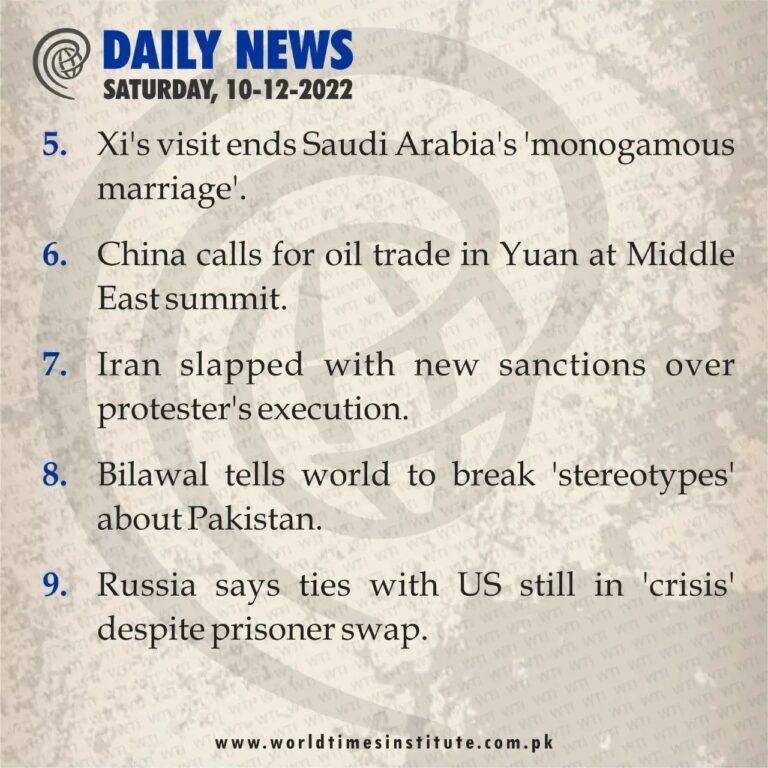 Daily News 10-12-2022 – Jahangir's World Times