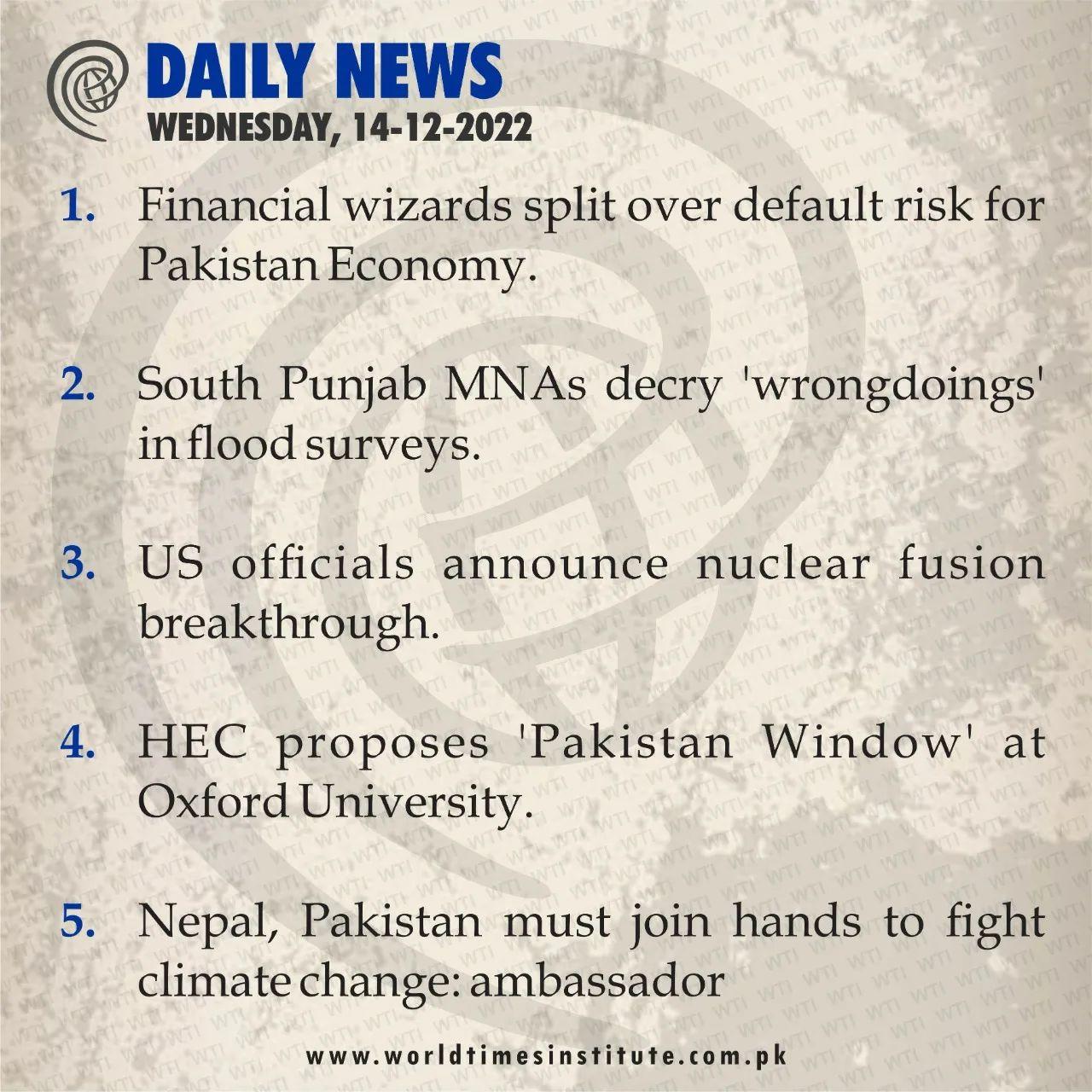 Daily News 14-12-2022 - Jahangir's World Times