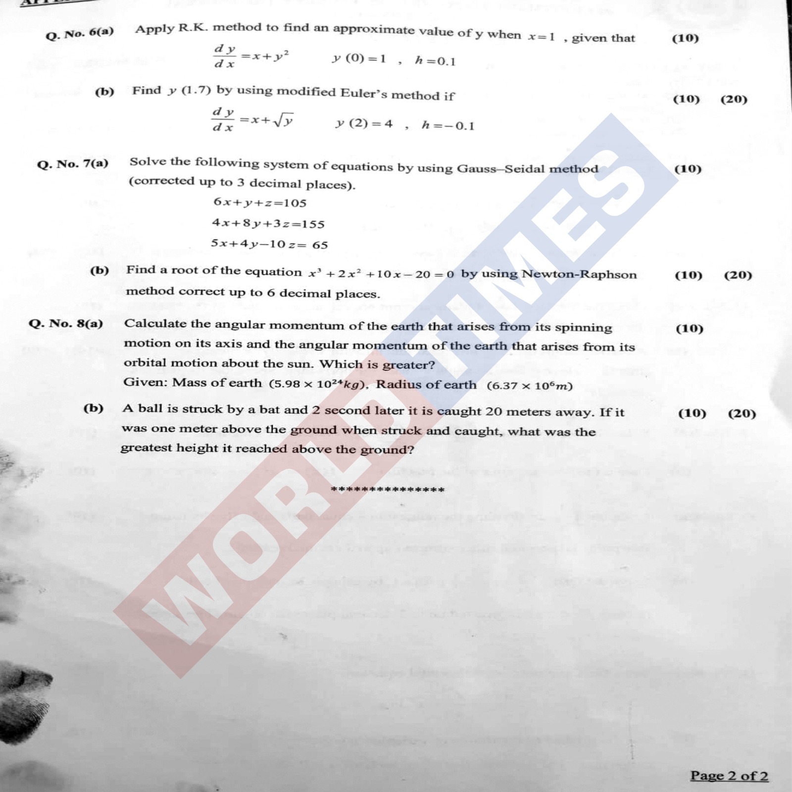 CSS Special Competitive Examination Paper 2023 (Applied Mathematics ...