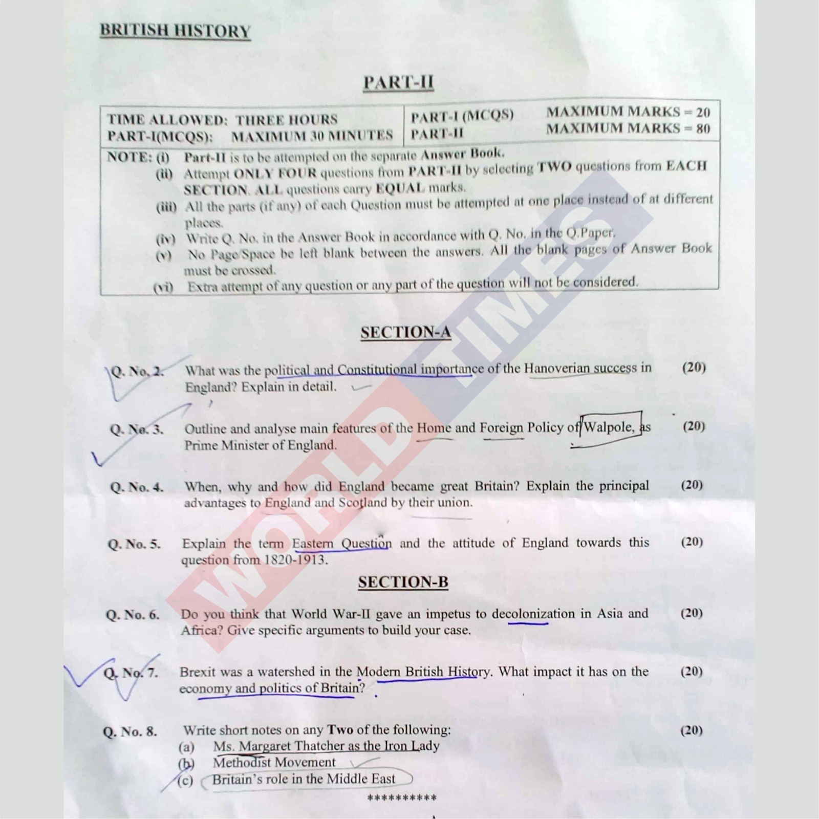 CSS Special Competitive Examination Paper 2023 (British History ...