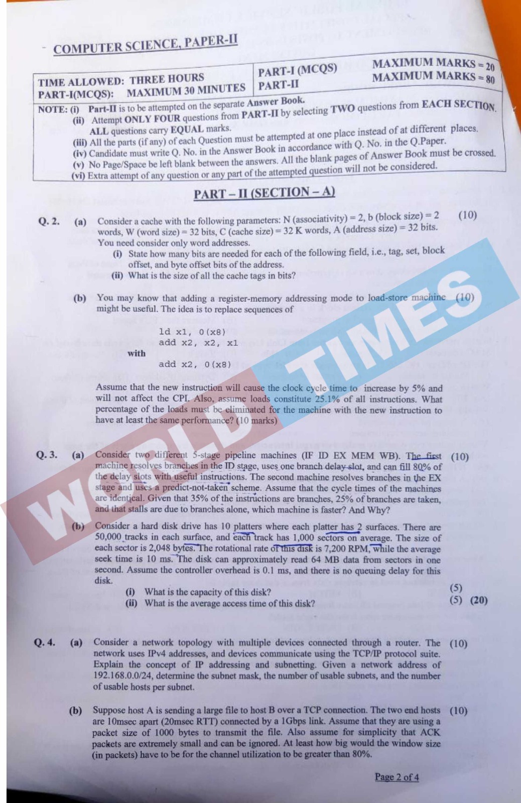 CSS Special Competitive Examination Paper 2023 (Computer Science Paper ...